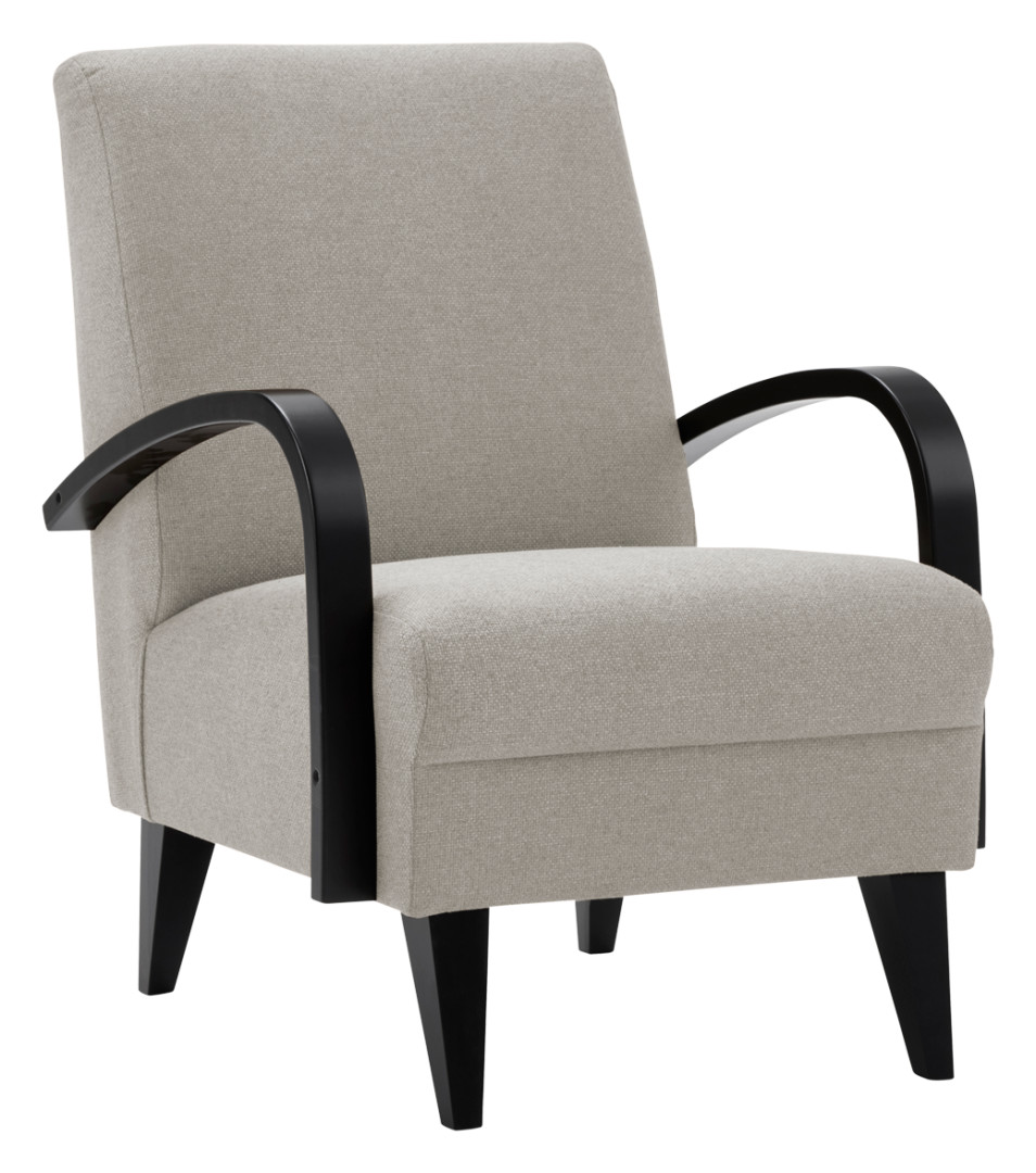 NANNA-nojatuoli, Saro-kangas (vaalea beige, käsinojat/jalat mustat) - Lepotuolit | Asko