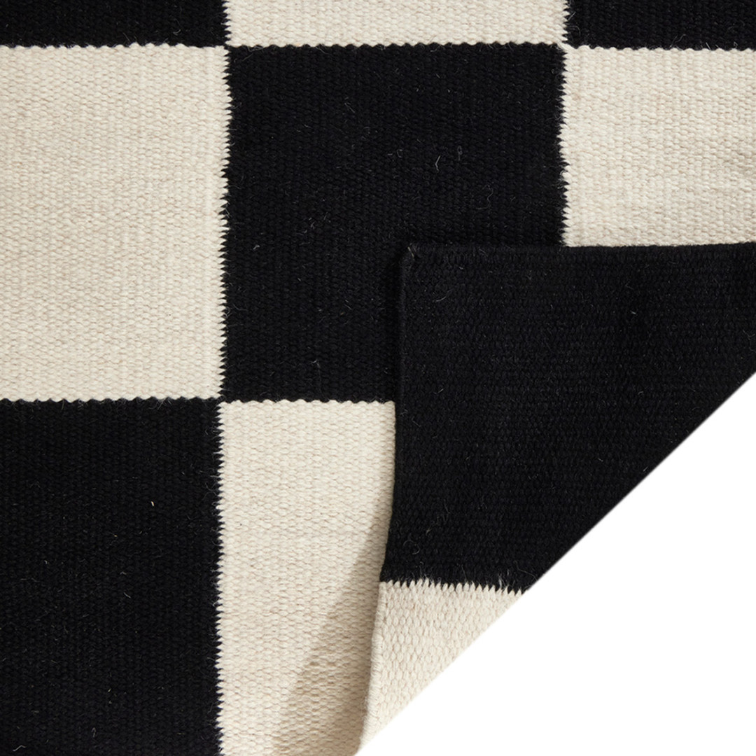 RUUTU-matto 80 x 200 cm (musta-valkoinen) - Villamatot | Asko