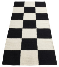 RUUTU-matto 80 x 200 cm (musta-valkoinen) - Villamatot | Asko